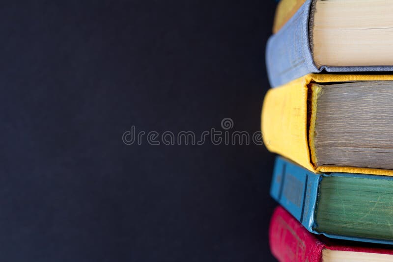 Stack of Books on Black Background Stock Photo - Image of copy, black ...