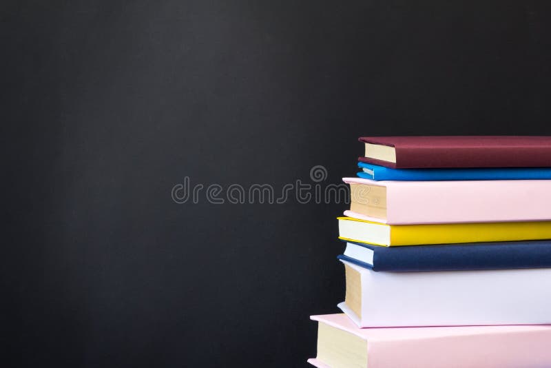 Stack of Books on Black Background Stock Image - Image of bookstore ...
