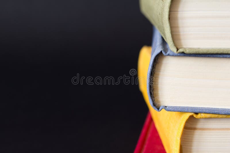 Stack of Books on Black Background Stock Image - Image of heap, black ...