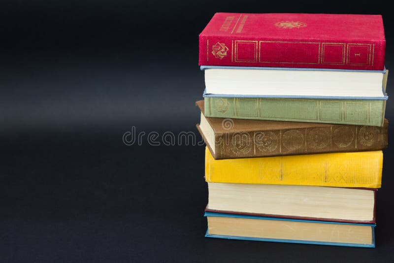 Stack of Books on Black Background Stock Photo - Image of colour ...
