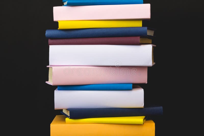 Stack of Books on Black Background Stock Photo - Image of education ...