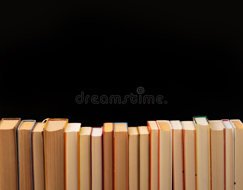 Stack of Books on a Black Background.Education Stock Photo - Image of ...