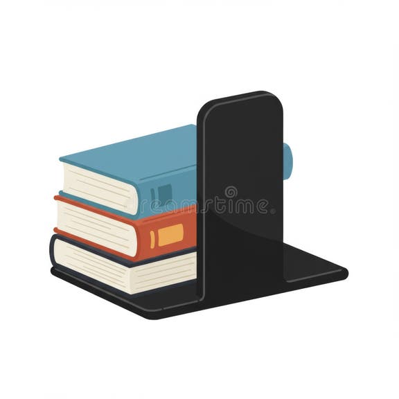 Stack of Books in Black Bookends Stock Illustration - Illustration of ...