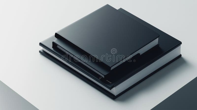 A Stack of Books with a Black Cover Stock Illustration - Illustration ...