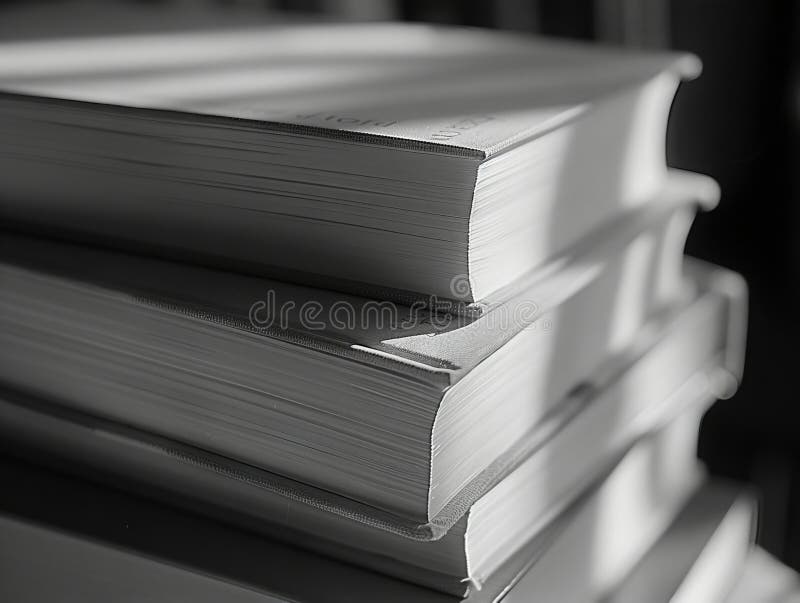 A Stack of Books in Black and White Stock Photo - Image of generated ...