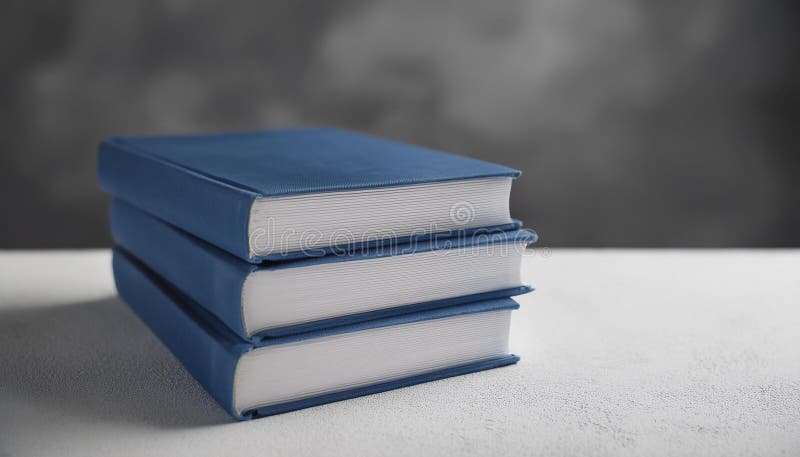 Stack of 3 Books with Blank Hard Covers on Cement Table. Mock-up Stock ...