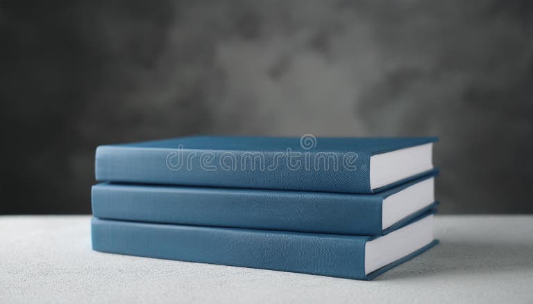 Stack of 3 Books with Blank Hard Covers on Cement Table. Mock-up Stock ...