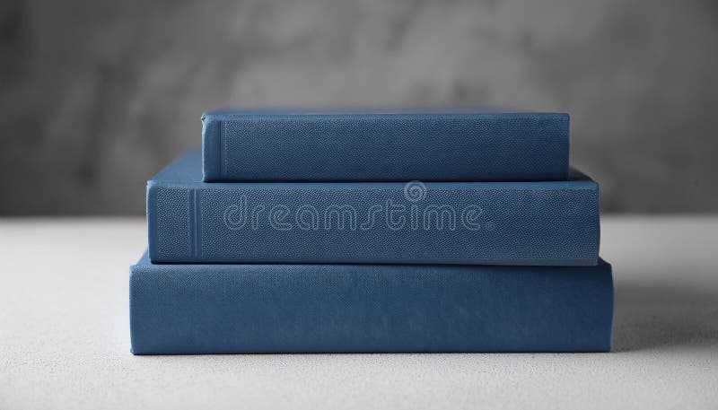 Stack of 3 Books with Blank Hard Covers on Cement Table. Mock-up Stock ...