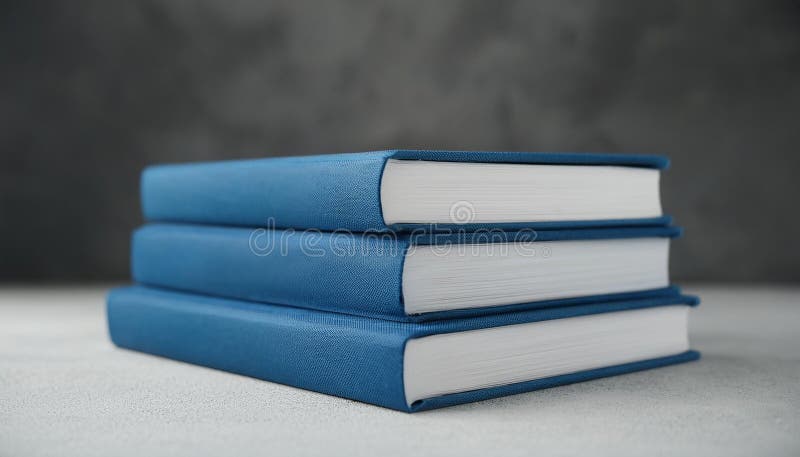 Stack of 3 Books with Blank Hard Covers on Cement Table. Mock-up Stock ...