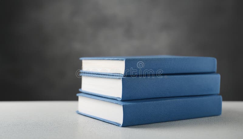 Stack of 3 Books with Blank Hard Covers on Cement Table. Mock-up Stock ...