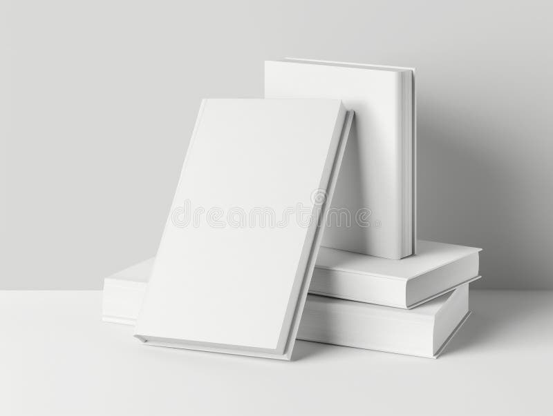 Blank White Book Covers on Grey Background Stock Photo - Image of stack ...