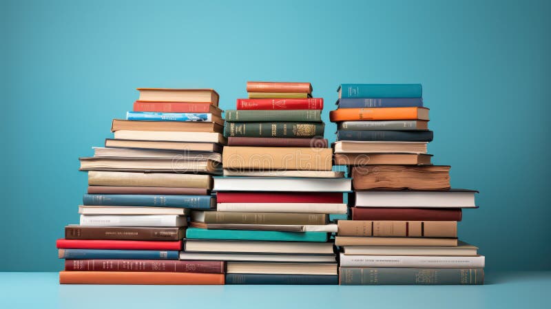 A Stack of Books on a Blue Background Stock Illustration - Illustration ...