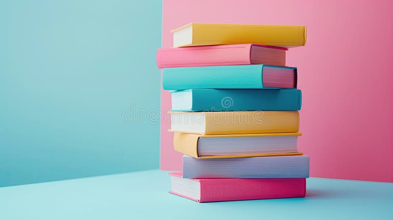 Stack of Books on Blue Background. Education Concept. Copy Space Stock ...