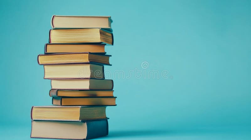 A Stack of Books on a Blue Background Symbolizing Knowledge Education ...
