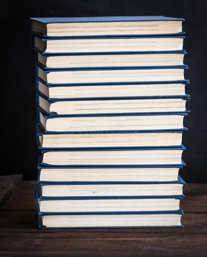 Stack of Books in a Blue Cover Stock Photo - Image of school, paper ...