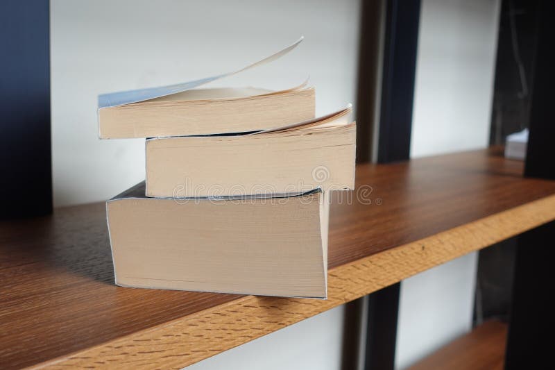 Stack of Books in a Book Shelf Stock Image - Image of study, hardcover ...