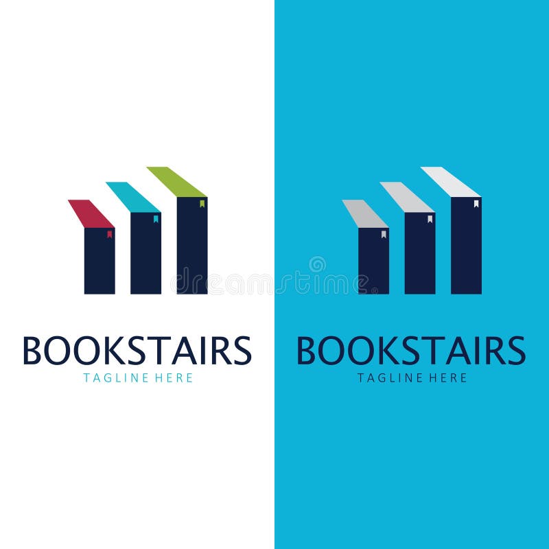 Stack of Books or Book Stairs Logo Template Stock Vector - Illustration ...