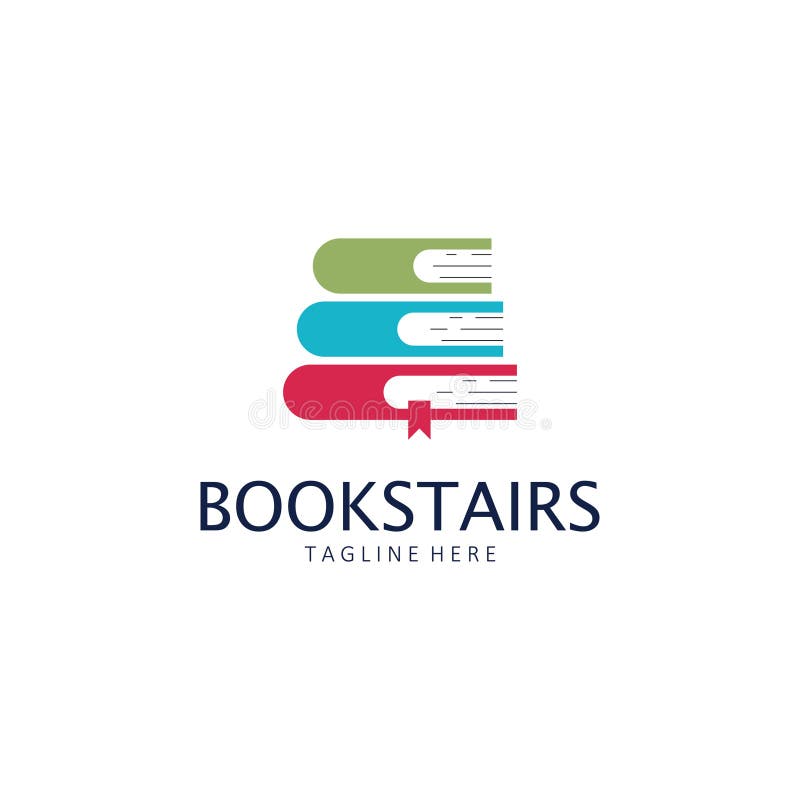 Stack of Books or Book Stairs Logo Template Stock Vector - Illustration ...