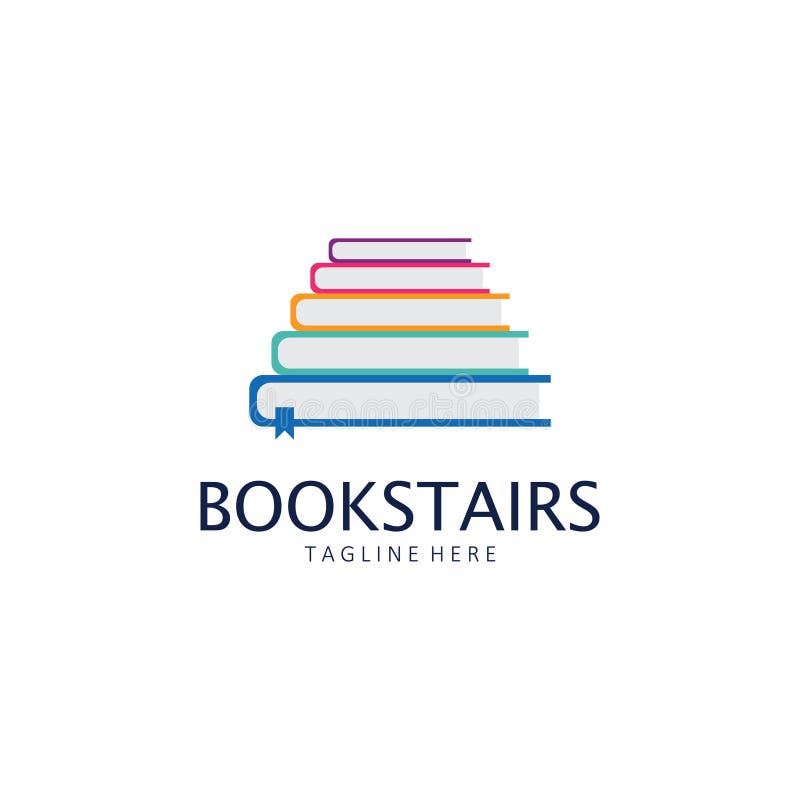 Stack of Books or Book Stairs Logo Template Stock Vector - Illustration ...