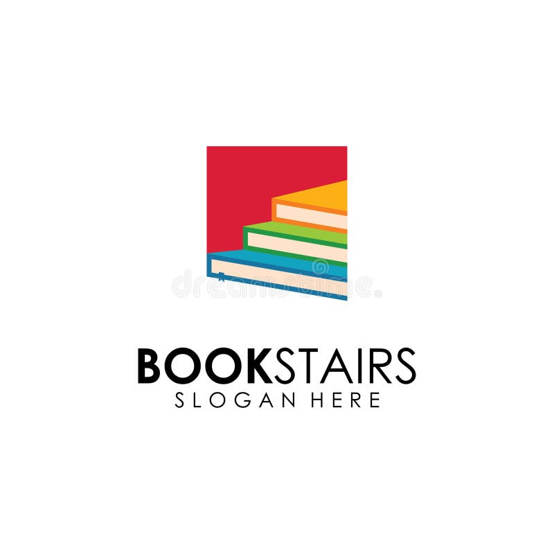 Stack of Books or Book Stairs Logo Template Stock Vector - Illustration ...