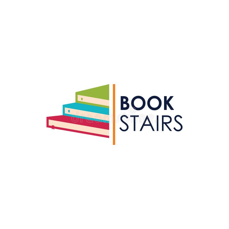 Stack of Books or Book Stairs Logo Template Stock Vector - Illustration ...