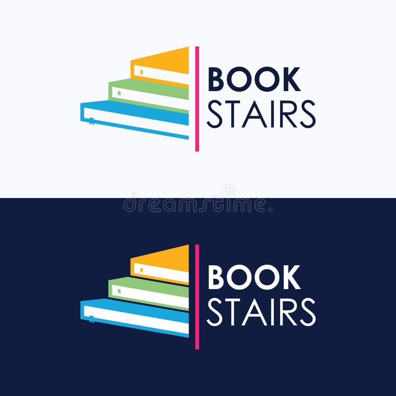 Stack of Books or Book Stairs Logo Template Stock Vector - Illustration ...
