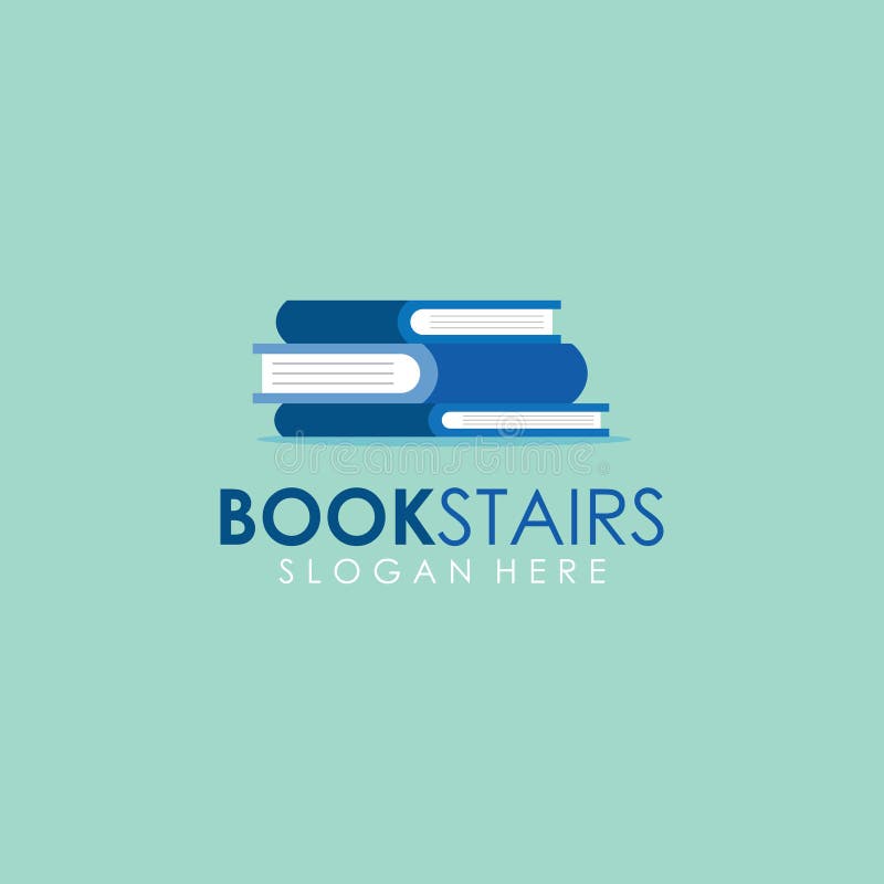 Stack of Books or Book Stairs Logo Template Stock Vector - Illustration ...