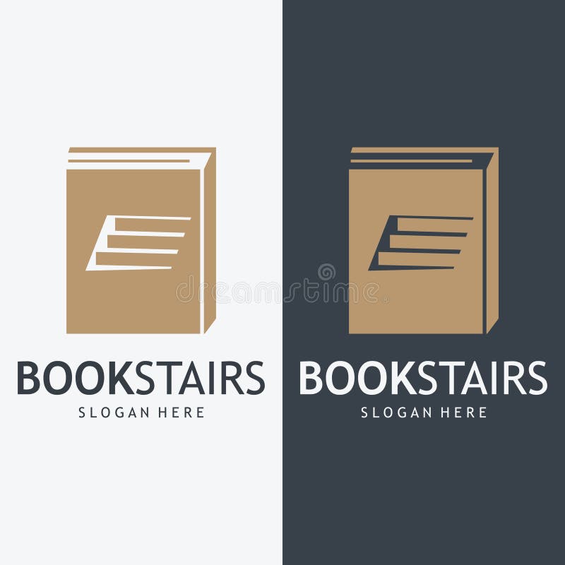 Stack of Books or Book Stairs Logo Template Stock Vector - Illustration ...