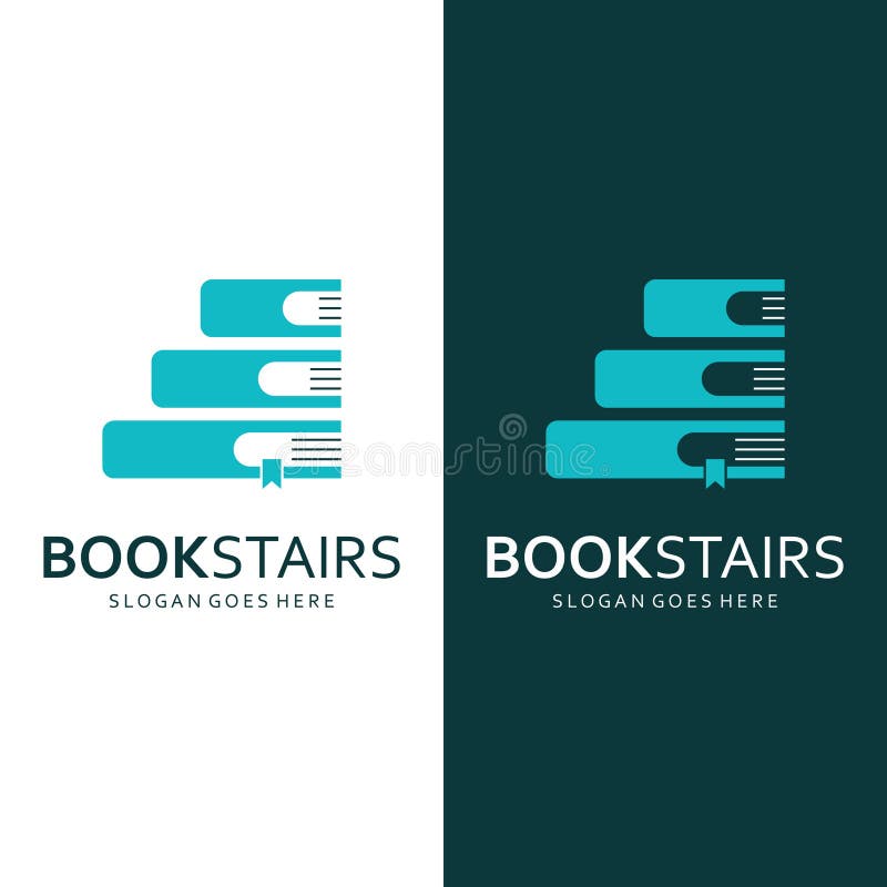Stack of Books or Book Stairs Logo Template Stock Vector - Illustration ...