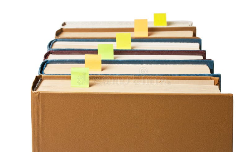 Stack of Books with Bookmarks Stock Photo - Image of page, stack: 12847590