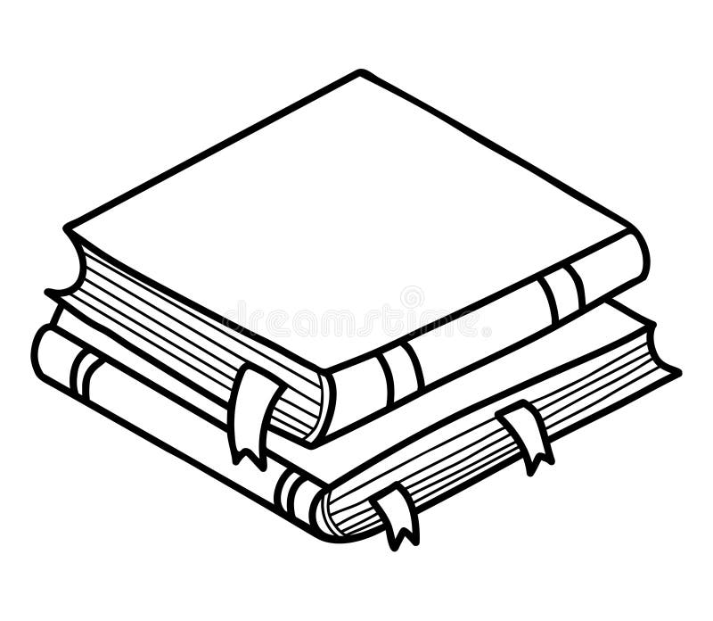 Stack of Books with Bookmarks. Outline Doodle. Vector Illustration ...