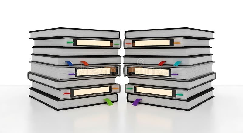 Stack of Books with Bookmarks on White Background in Studio Stock ...