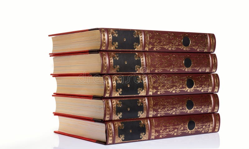 Stack of Books Bound in Leather with Gold Lettering Stock Photo - Image ...