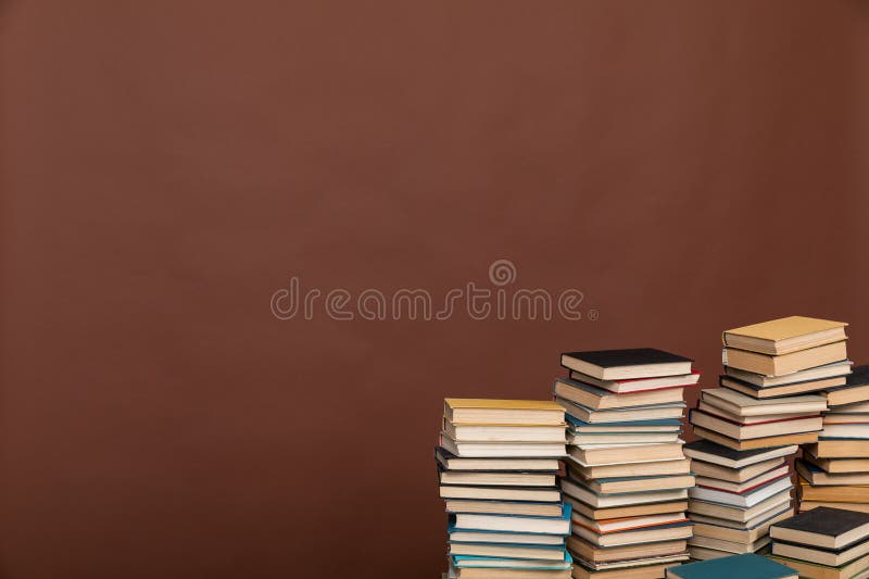Stack of Books on Brown Background Library Education Stock Photo ...