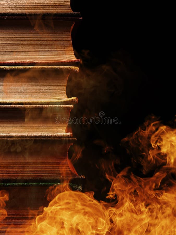Stack of Books in a Burning Fire Stock Photo - Image of books, vapor ...