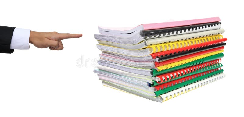 Stack of Books with Business Man Hand Stock Photo - Image of education ...