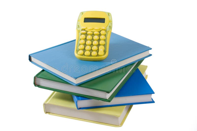 Stack of Books with Calculator Stock Image - Image of reading, colors ...