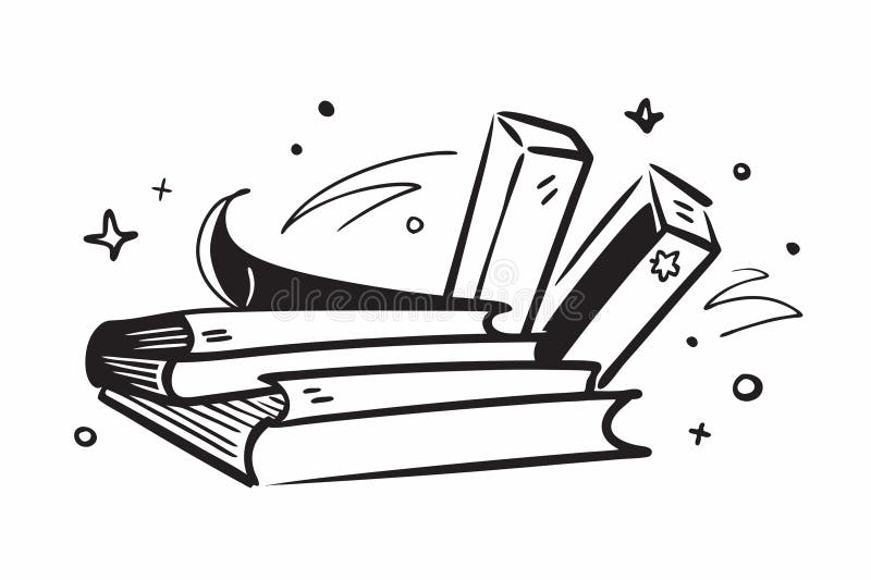 A Stack of Books with a Candle on Top Stock Illustration - Illustration ...