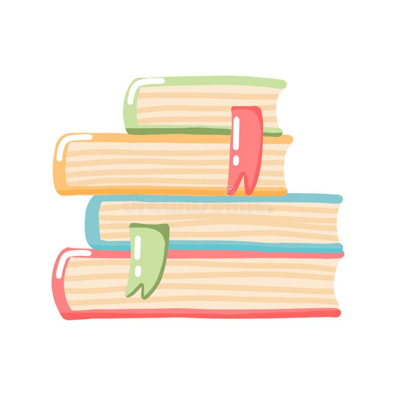 Stack of Books in Cartoon Style. a Stack of Books, Textbooks, Notepads ...