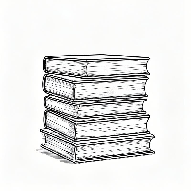 Stack of Books Clip Art , Book Symbol, Open Book Line Art on White ...