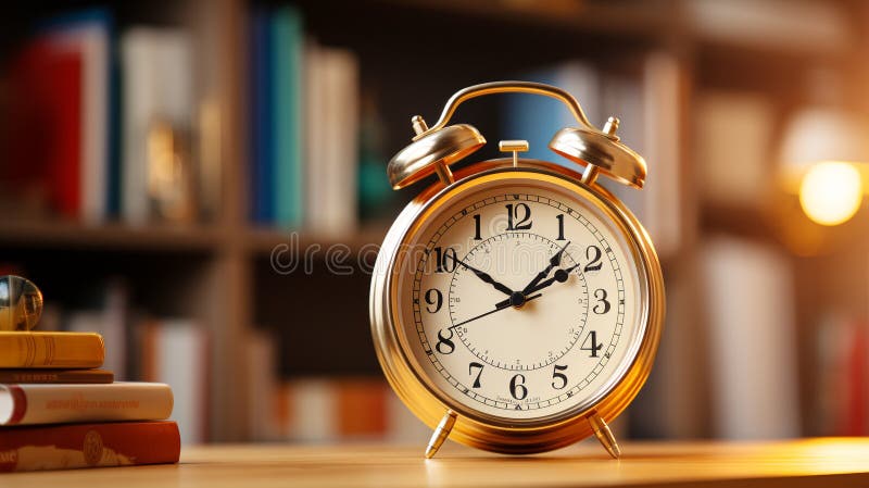 A Stack of Books with a Clock and a Clock on it Stock Illustration ...