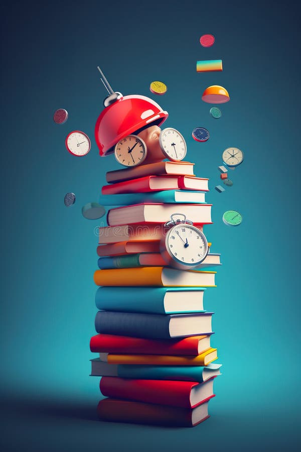 A Stack of Books with a Clock on Top of Them. Generative AI Image ...