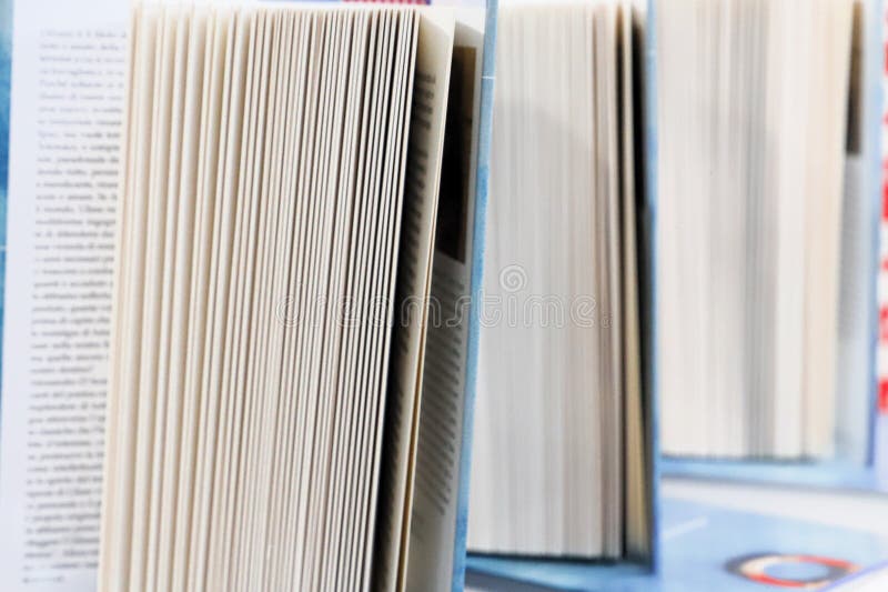 Stack of Books, Close Up. Open Book on the Table in Library. Back To ...