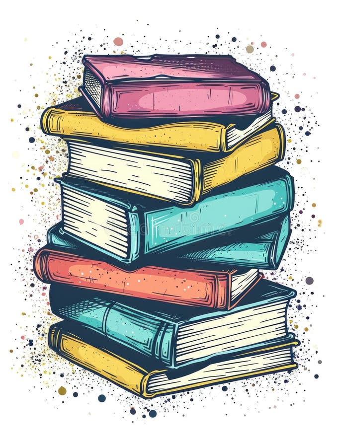 A Stack of Books with Colorful Covers Colorful Clipart on White ...