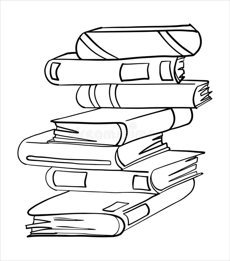 A stack of books. Coloring stock vector. Illustration of isolated ...