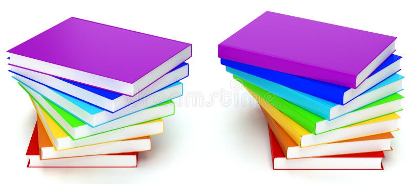 Stack of Books in Colors of Rainbow on White Background Stock ...