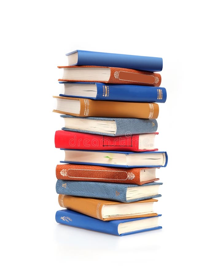 Stack of Books in Colour Covers with White Sheets Isolated on a White ...