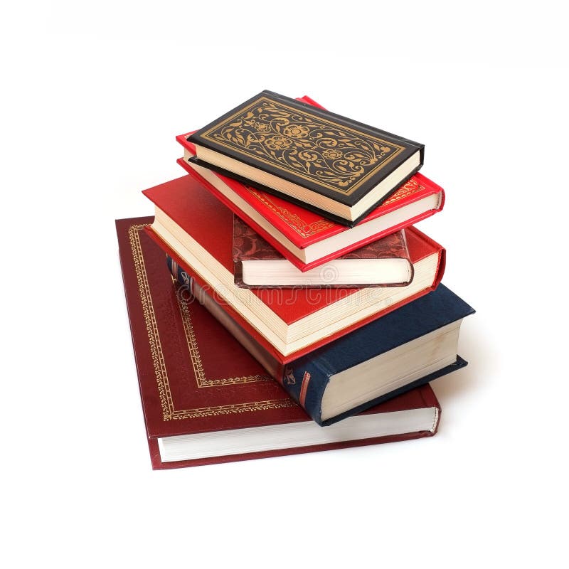 Stack of Books in Colour Covers with White Sheets Isolated on a White ...