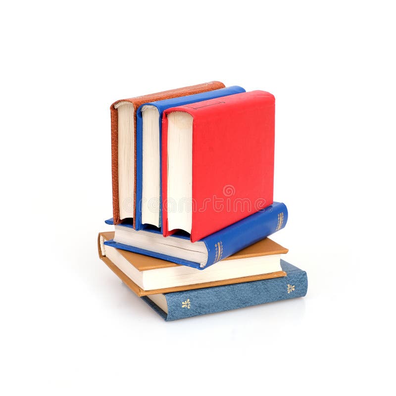 Stack of Books in Colour Covers with White Sheets Isolated on a White ...