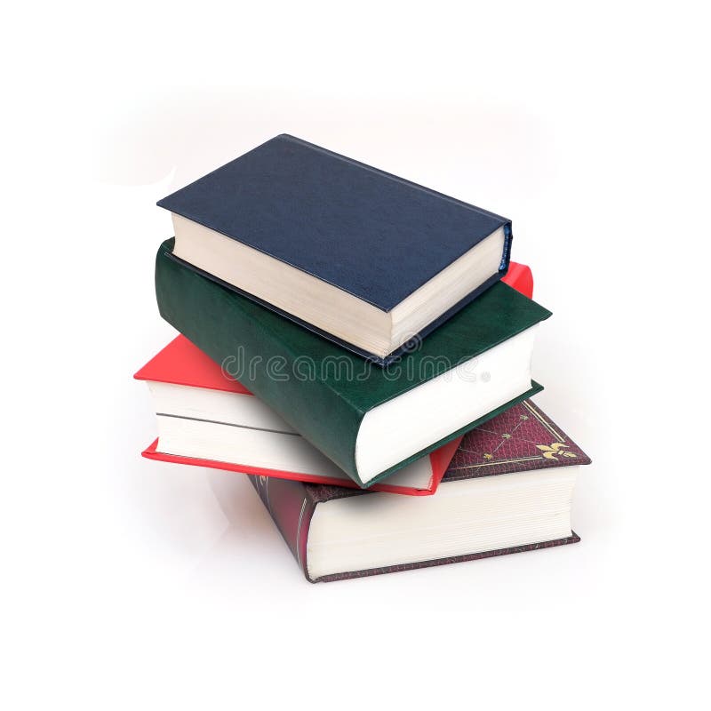Stack of Books in Colour Covers with White Sheets Isolated on a White ...